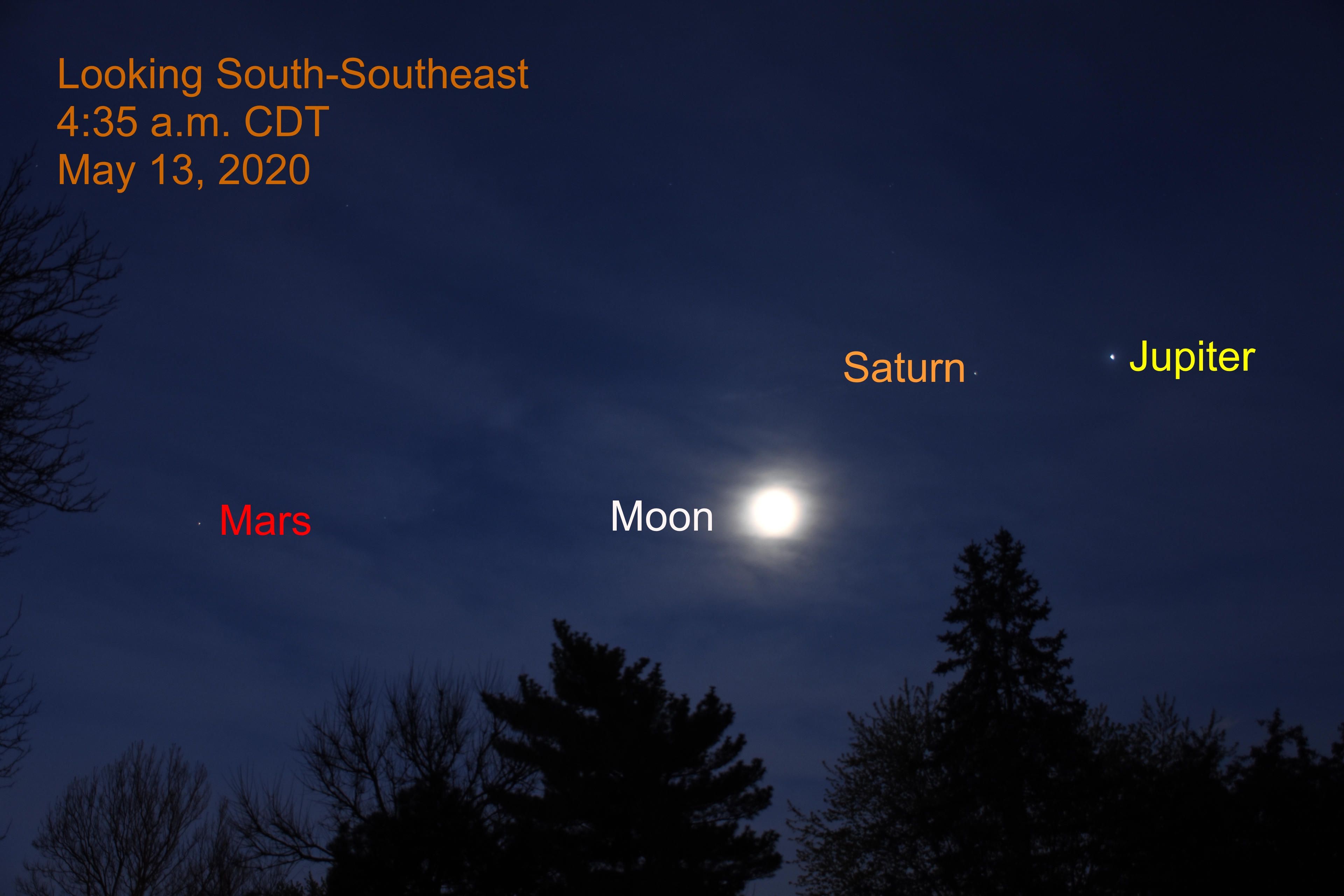 2020, May 13: Moon and Bright Morning Planets - When the Curves Line Up