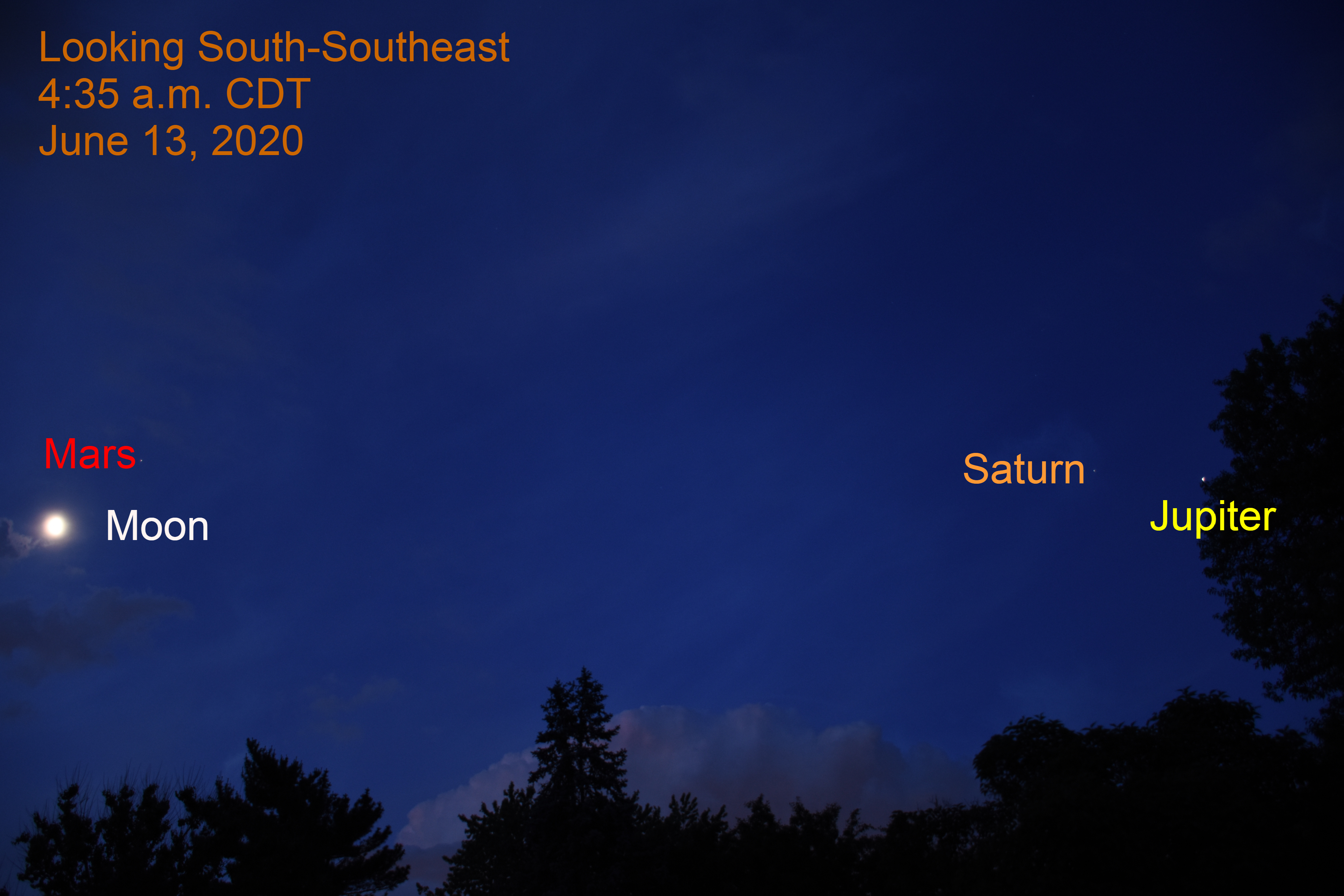2020, June 13: Last Quarter Moon and Morning Planets - When the Curves ...
