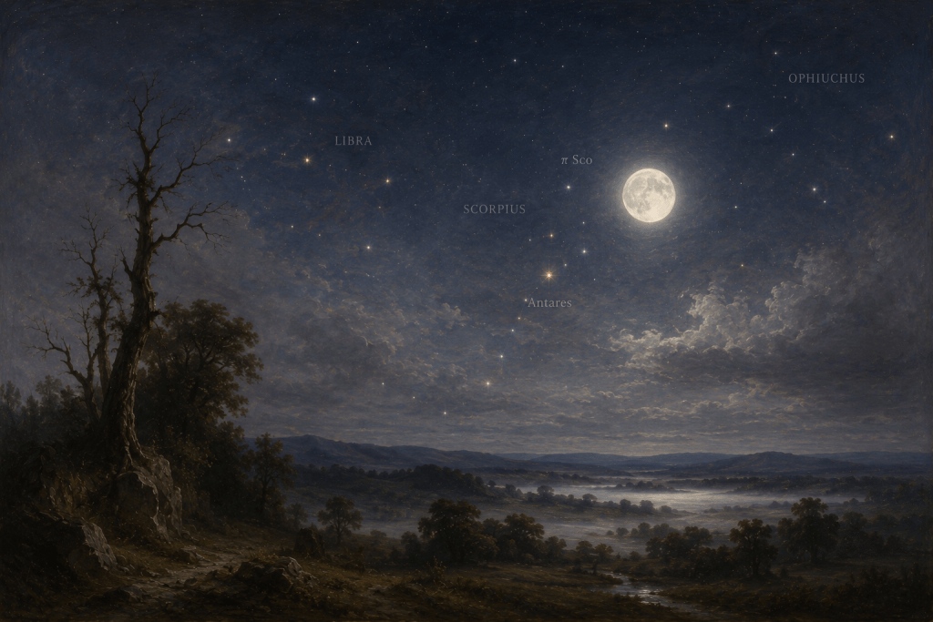 2026, May 28-31: Blue Moon Passes Libra and Scorpius Near Antares ...